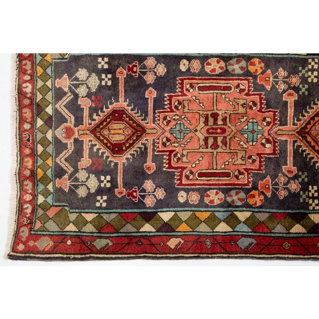 1960s Vintage Persian Heriz Wool Rug With Multicolor Geometric Design ...