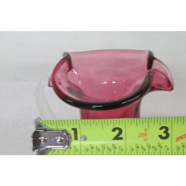 Pilgrim Glass Style Cranberry Pink Ruffled Rim Small Pitcher Creamer