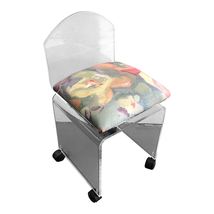 Postmodern Lucite Waterfall Swivel Vanity Stool | Chairish
