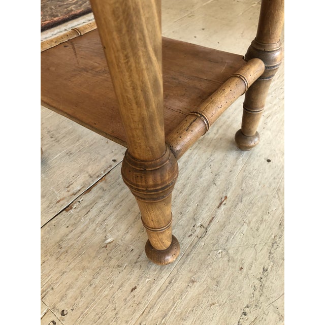 Antique Natural Pine Night Stand With White Marble Top | Chairish