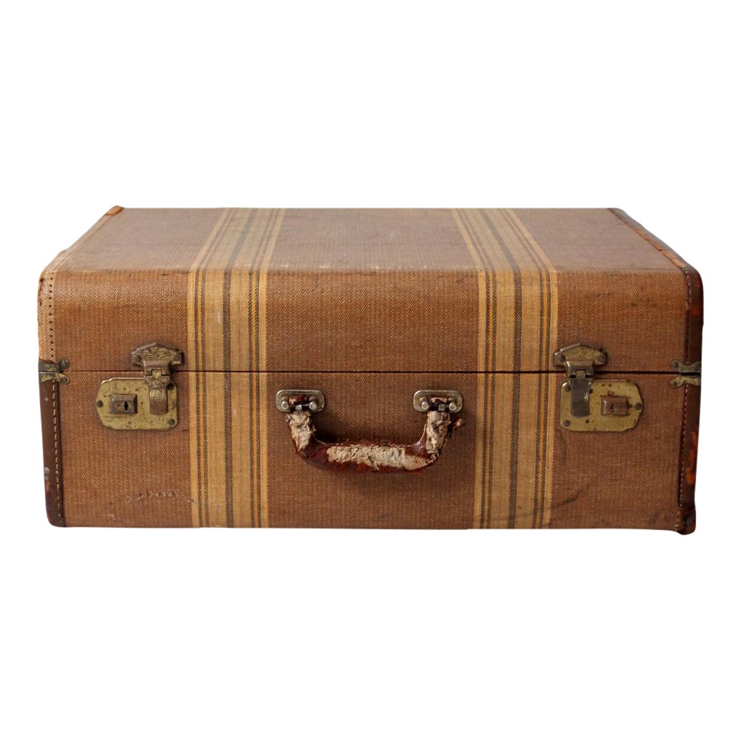Vintage Striped Suitcase | Chairish