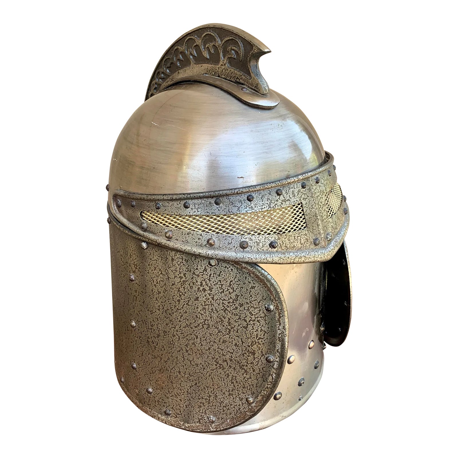 English Country Pewter Knight's Helmet Ice Bucket | Chairish