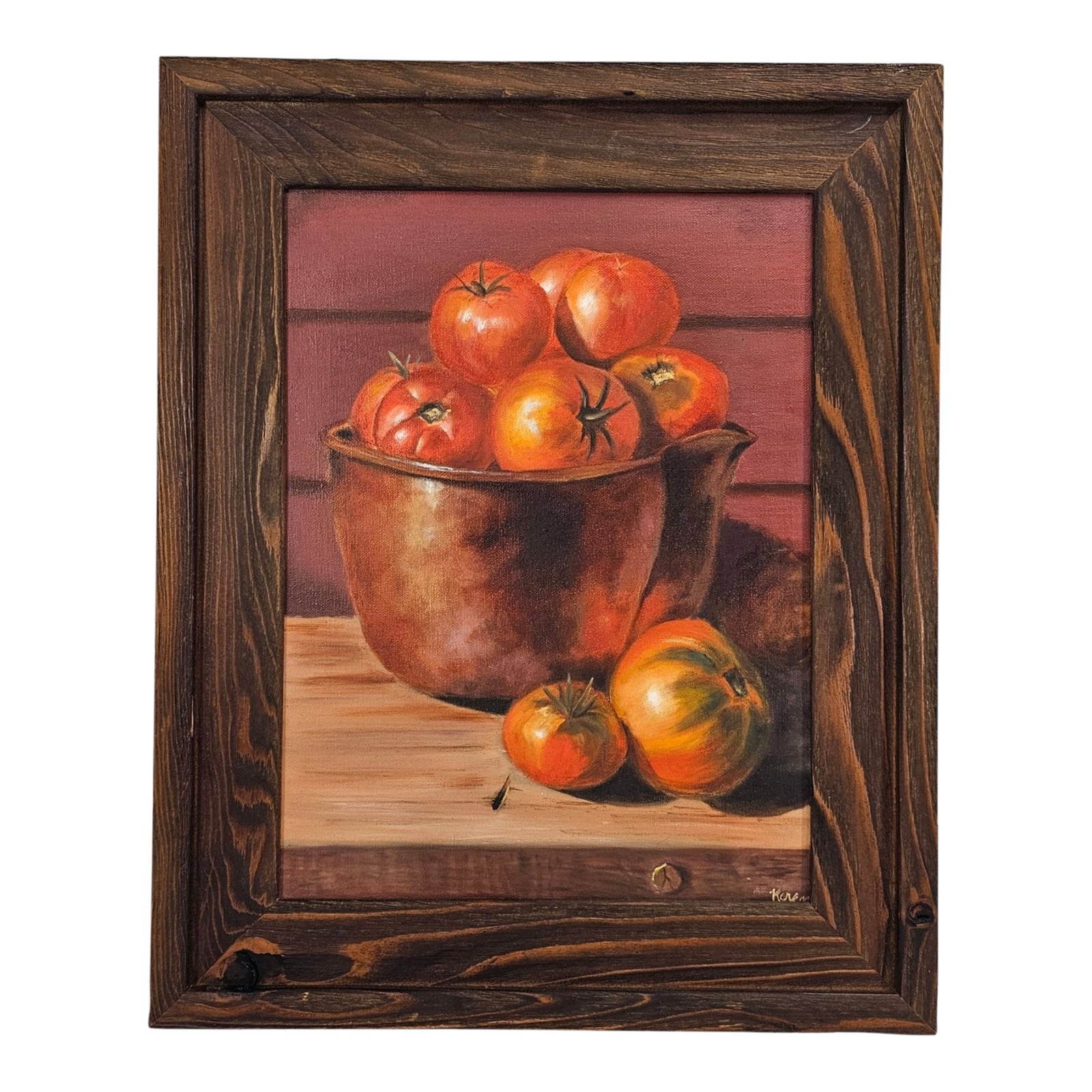 Realistic Still in Life Tomatoes Art Painting Framed & Signed | Chairish