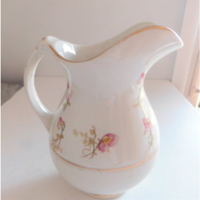 Antique White Porcelain Summery Floral Water/Drink/Flower Pitcher ...