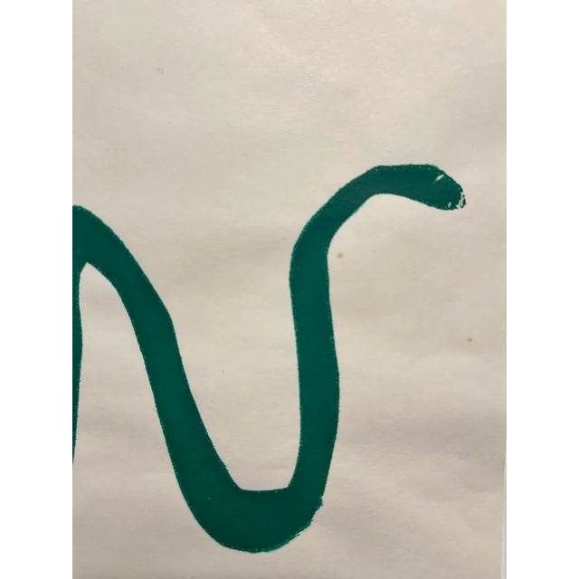 1998 Abstract Green Snake Painting | Chairish