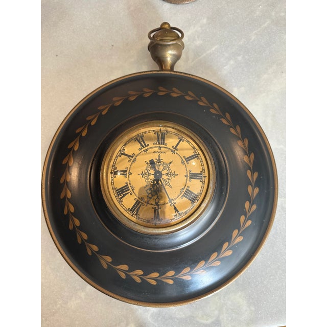 Tole Hand Painted Georgian Wall Clock | Chairish