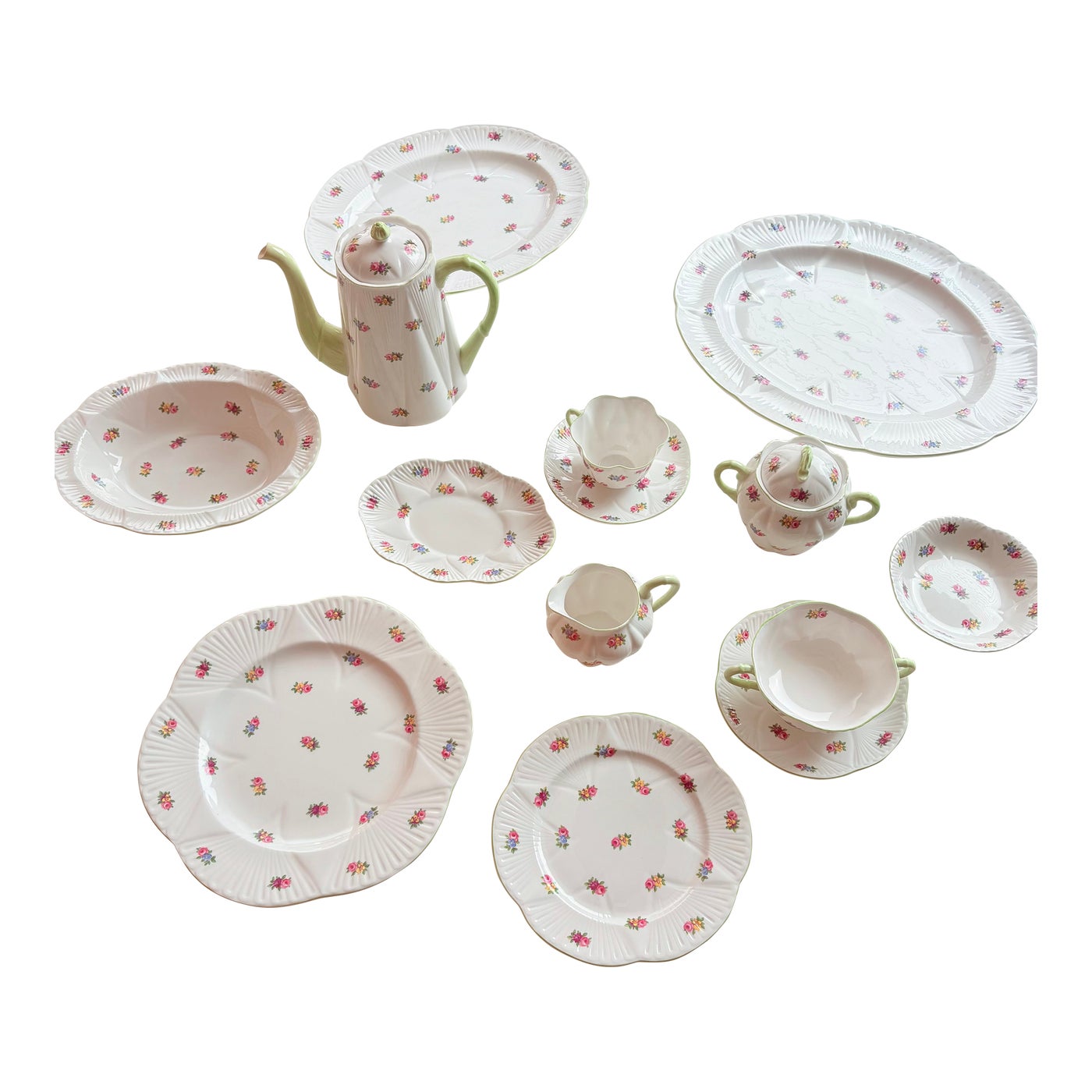 1960s Shelley Fine Bone China Service for Twelve- 92 Pieces | Chairish