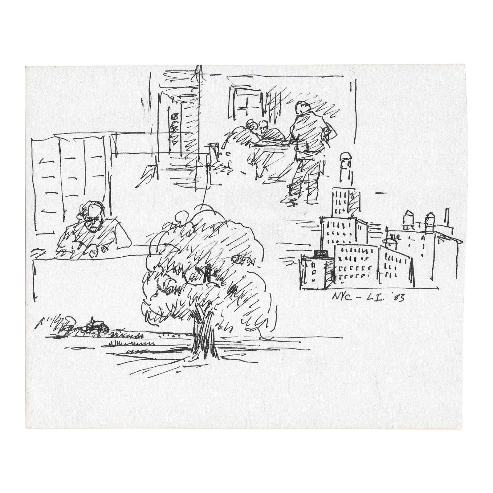 1983 Hayward Cirker New York Long Island Drawing | Chairish