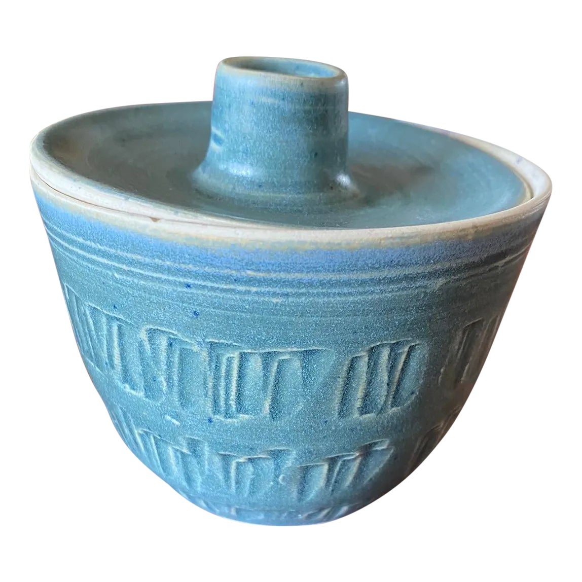 Early 21st Century Turquoise Handmade Pottery Condiment Jelly/Jam Jar ...