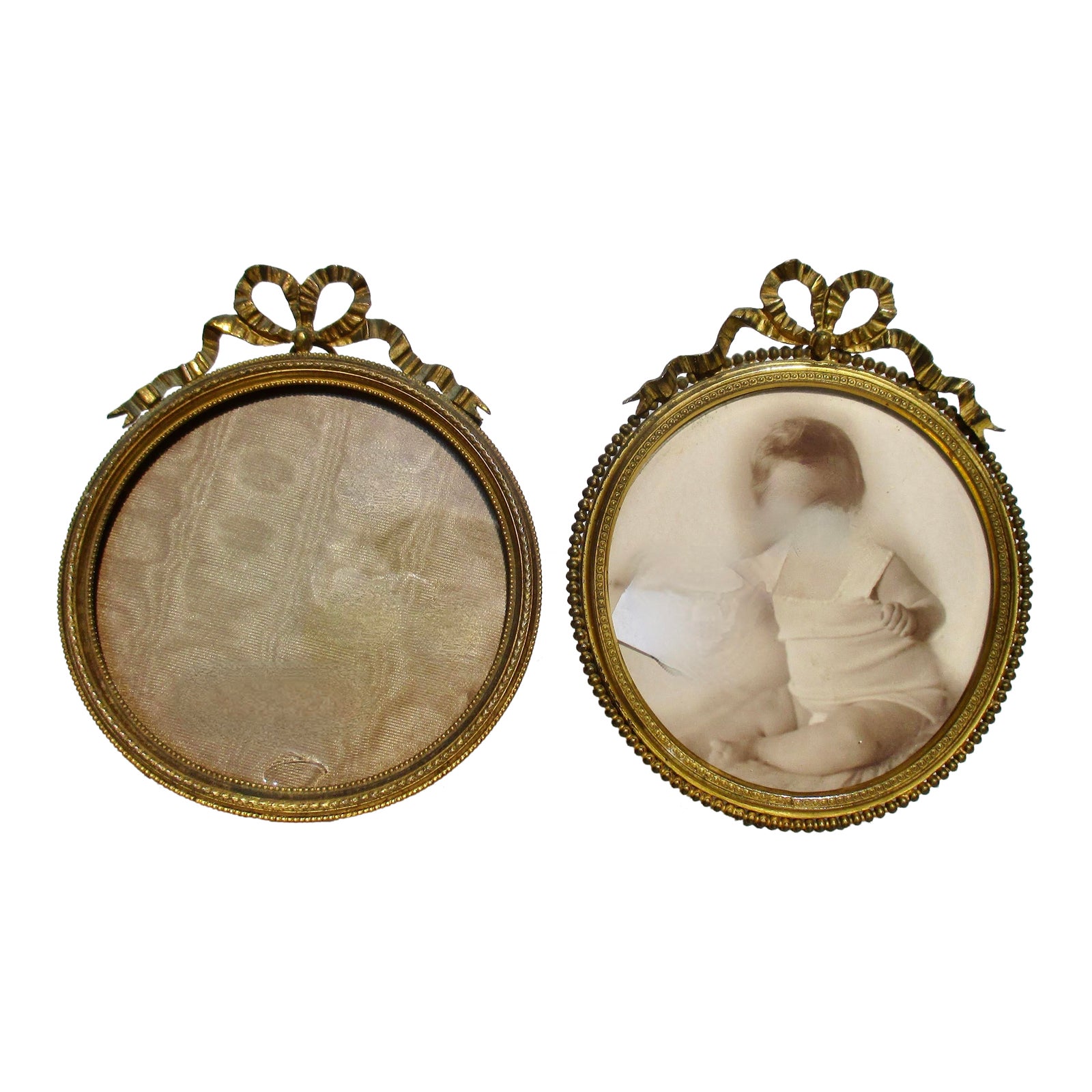 Gilt Bronze Circular Photo Frames Bell Epoque - a Pair of 2 | Chairish