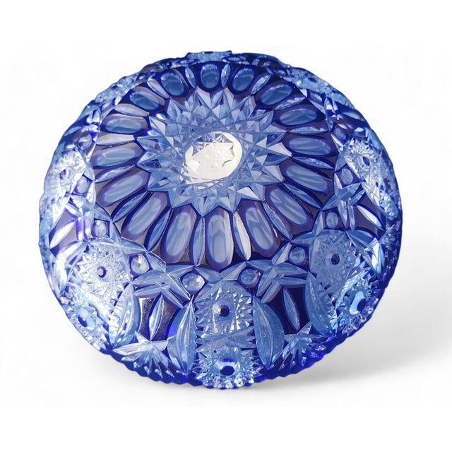 Very Fine Hungarian Cobalt Blue & Clear Cut Crystal Glass Bowl by ...