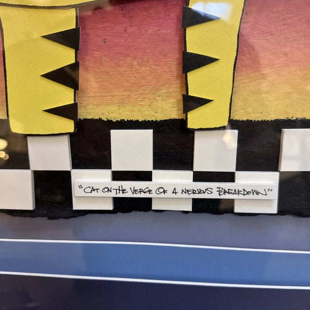 Ben Kikuyama "Cat Nervous Breakdown" Original Painting, Framed | Chairish