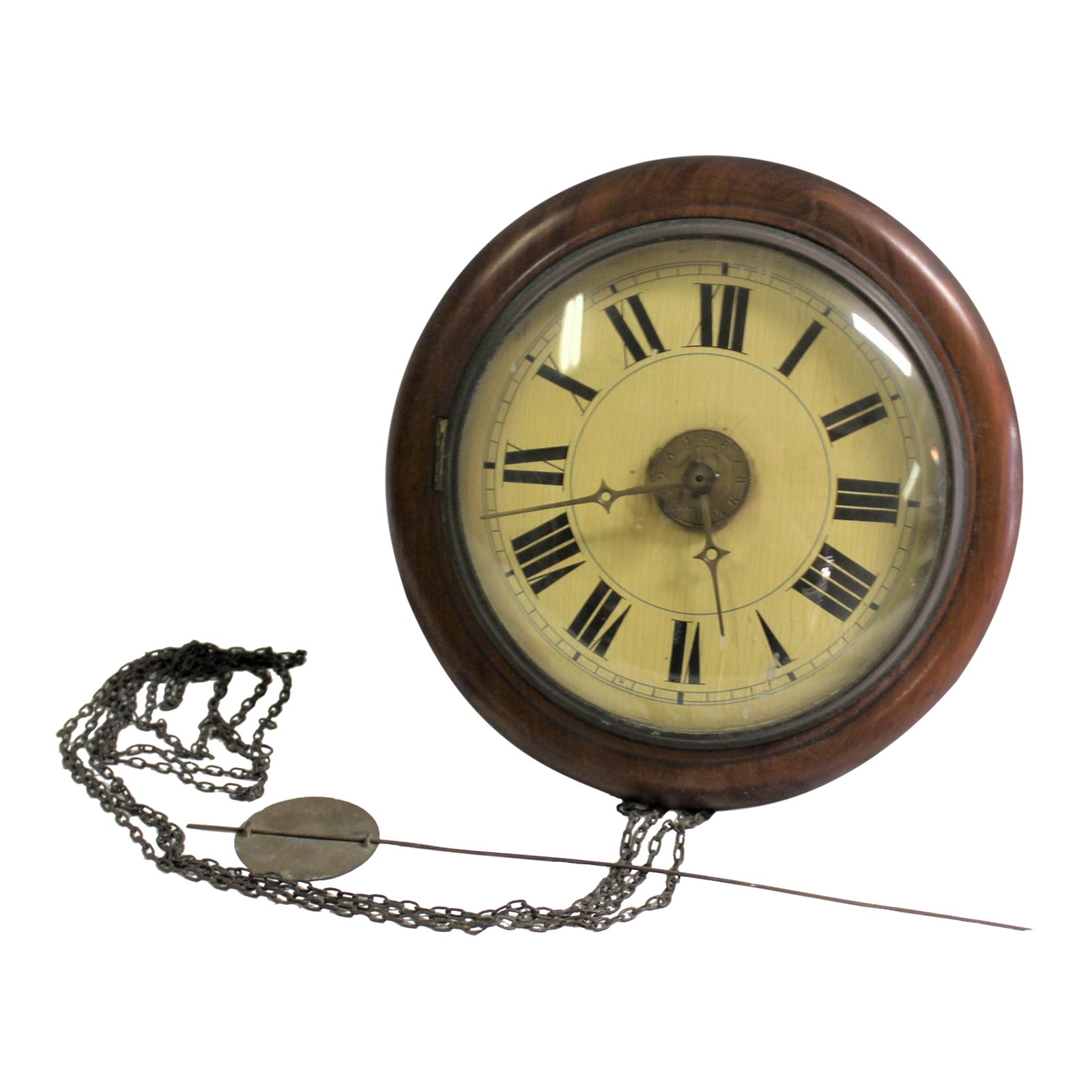 Antique 1900s Wood Frame French /English Wall Clock | Chairish