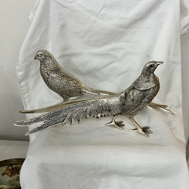 Silverplate Table Pheasants - a Pair | Chairish