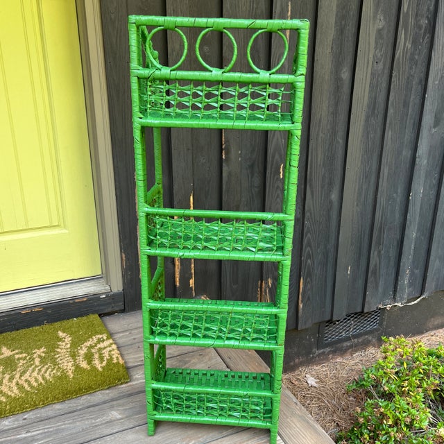 Green Painted Collapsible 4 Tier Self Standing Shelf | Chairish