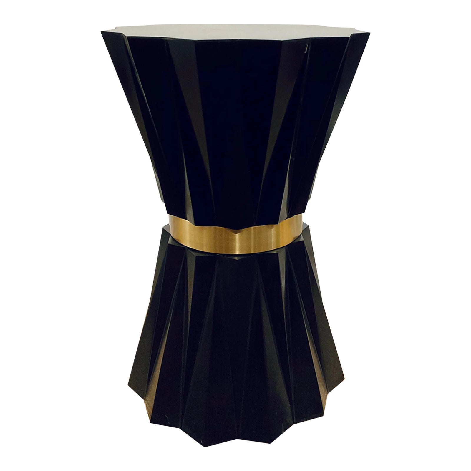 Baker Modern Black and Gold Cinched Accent Table | Chairish