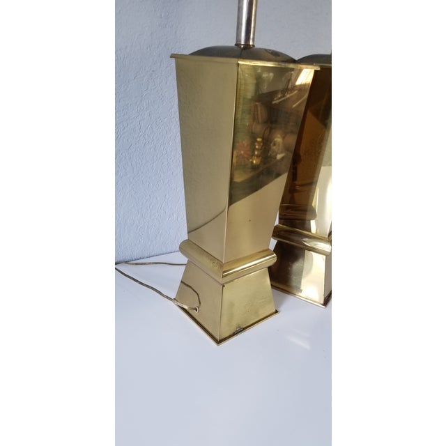 80s Vintage Brass Geometric Table Lamps a Pair | Chairish