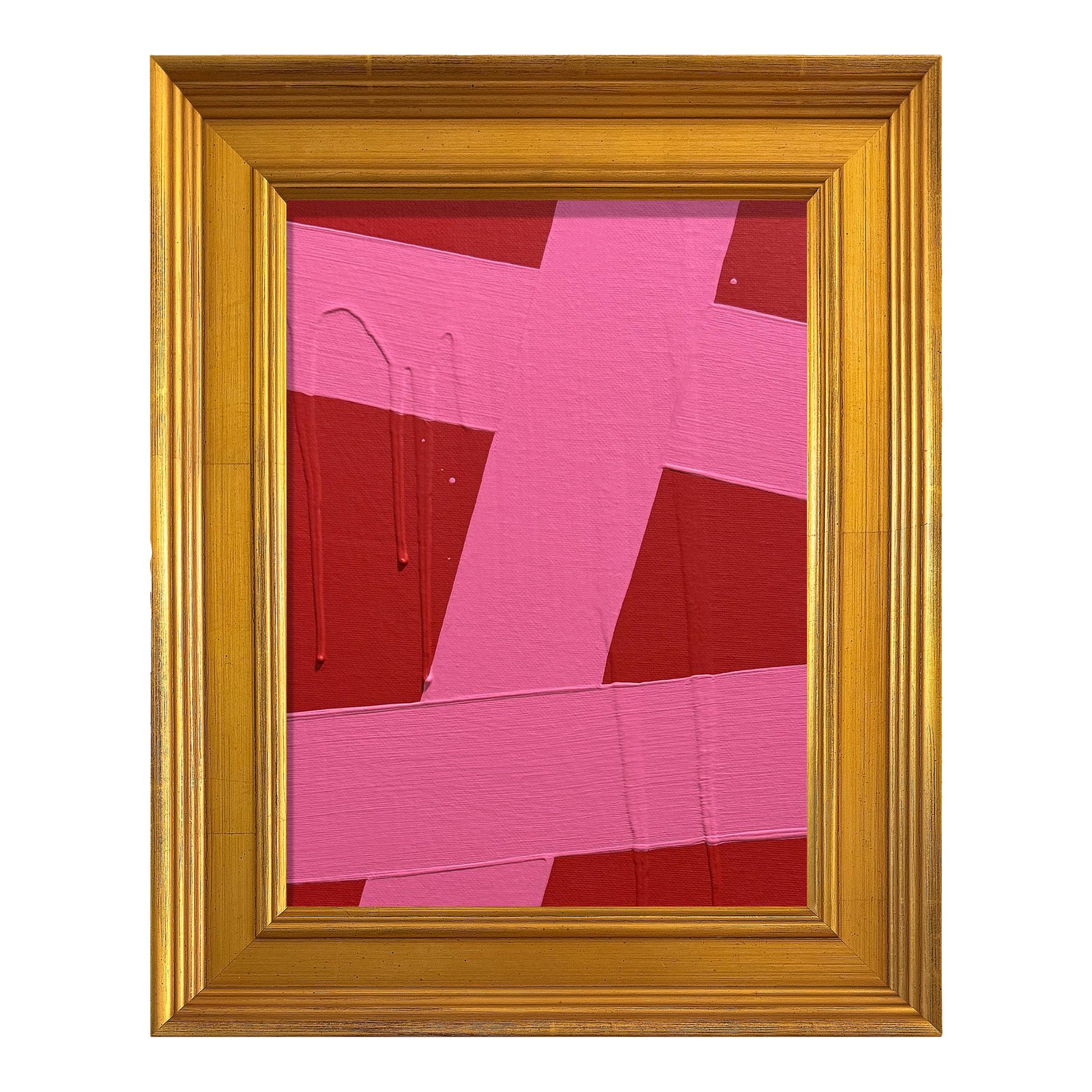 Ron Giusti Mini Abstract Red Pink Acrylic Painting | Chairish