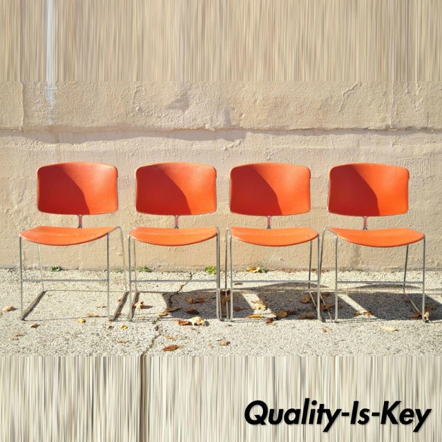 Vintage Steelcase Max-Stacker 472-410 Red Stackable Chairs Mid-Century ...