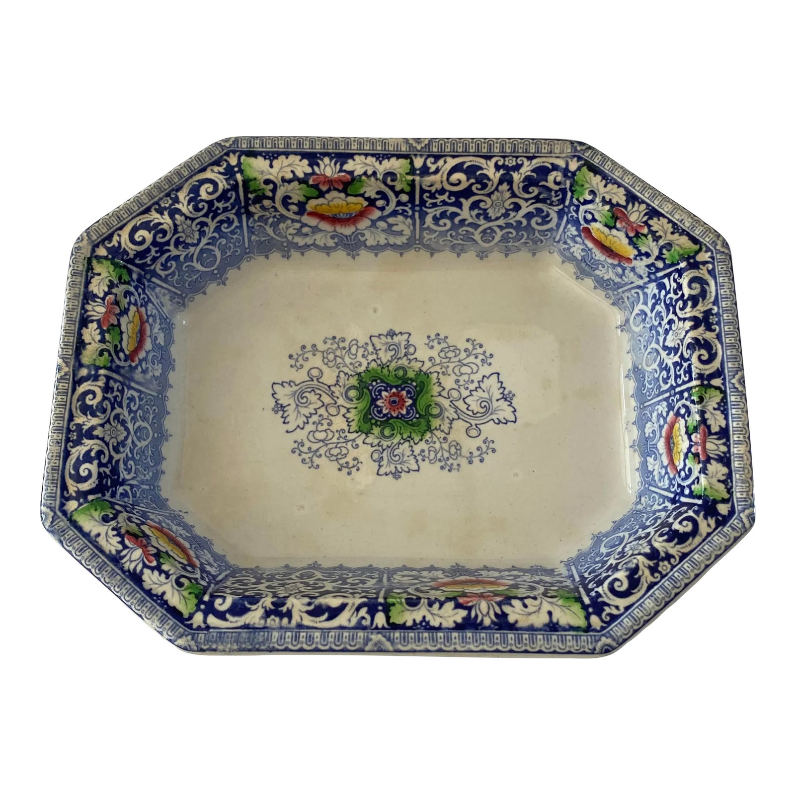 Circa 1850 Zamara Ironstone Multicolored Vegetable Bowl | Chairish
