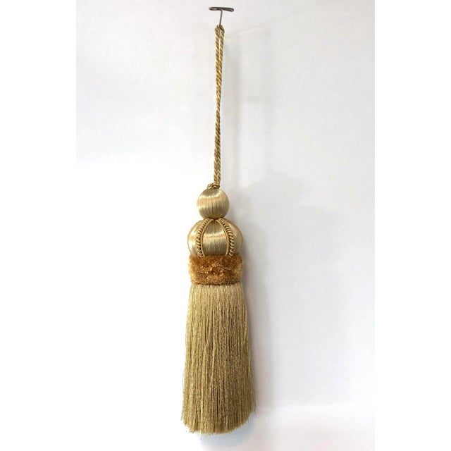 Gold Key Tassel With Cut Velvet Ruche | Chairish