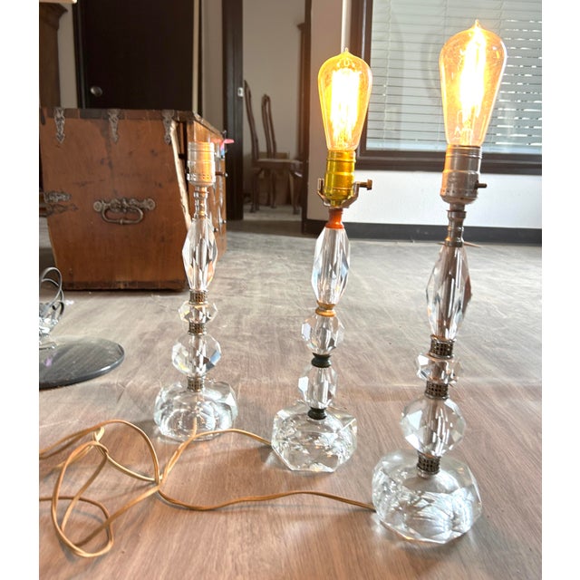 Vintage Crystal Lamps, Set of Three | Chairish