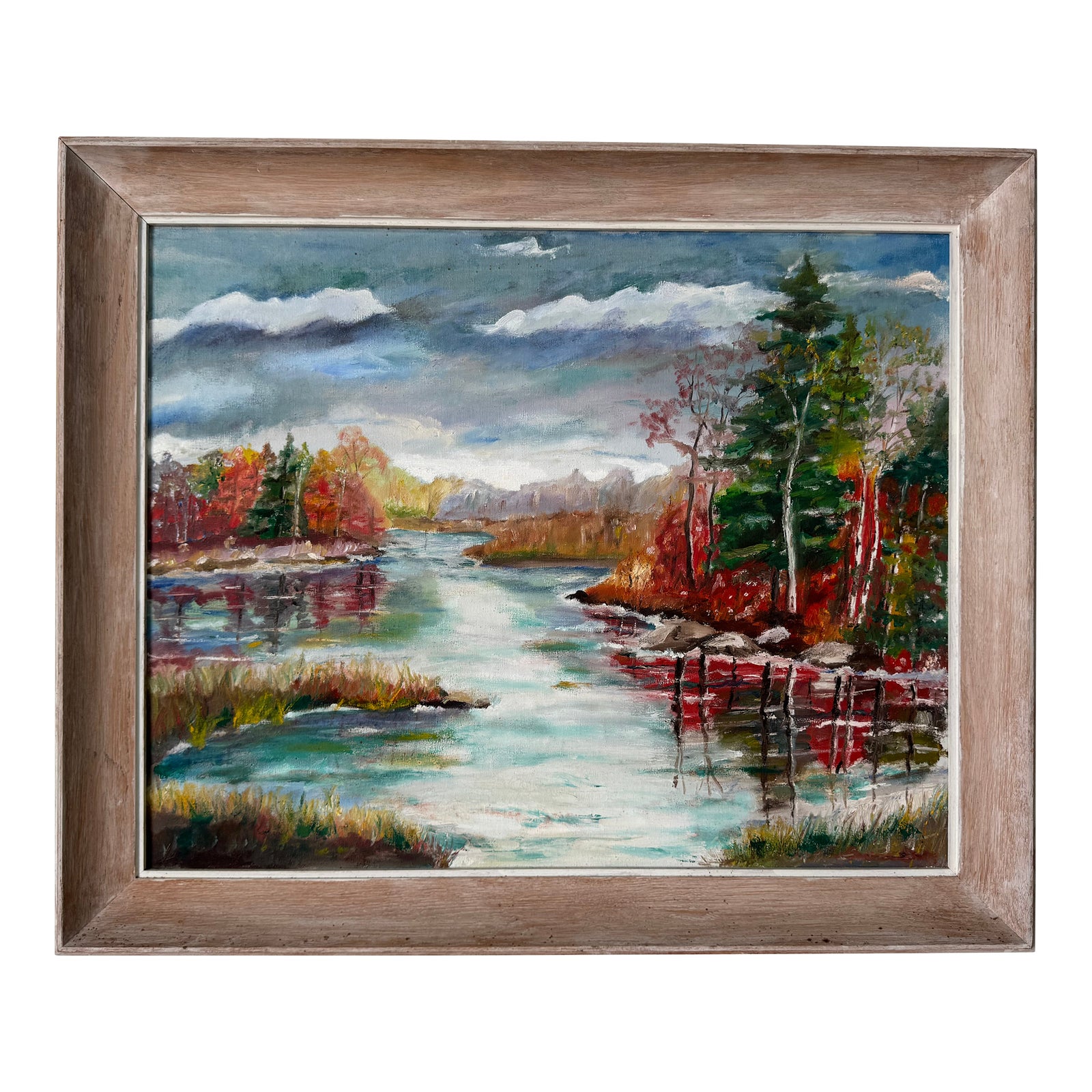 1960’s Vintage Impressionist Abstract Autumn Landscape Oil on Canvas ...