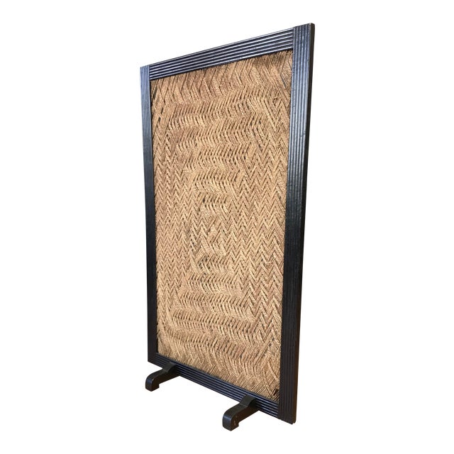 Vintage Free Standing Woven Rope Screen | Chairish
