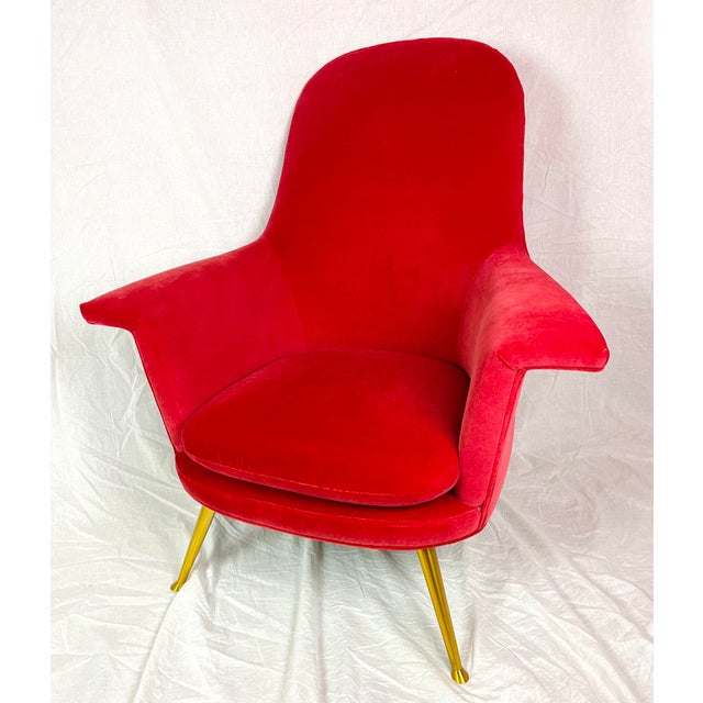 Modern Red Velvet Chair | Chairish
