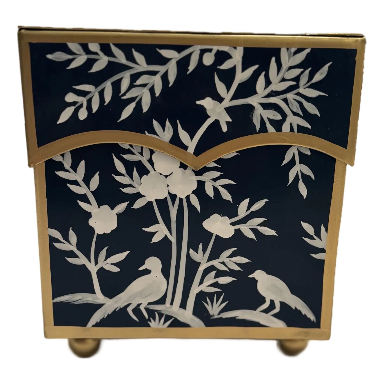 Chinoiserie Metal Tissue Box Holder | Chairish