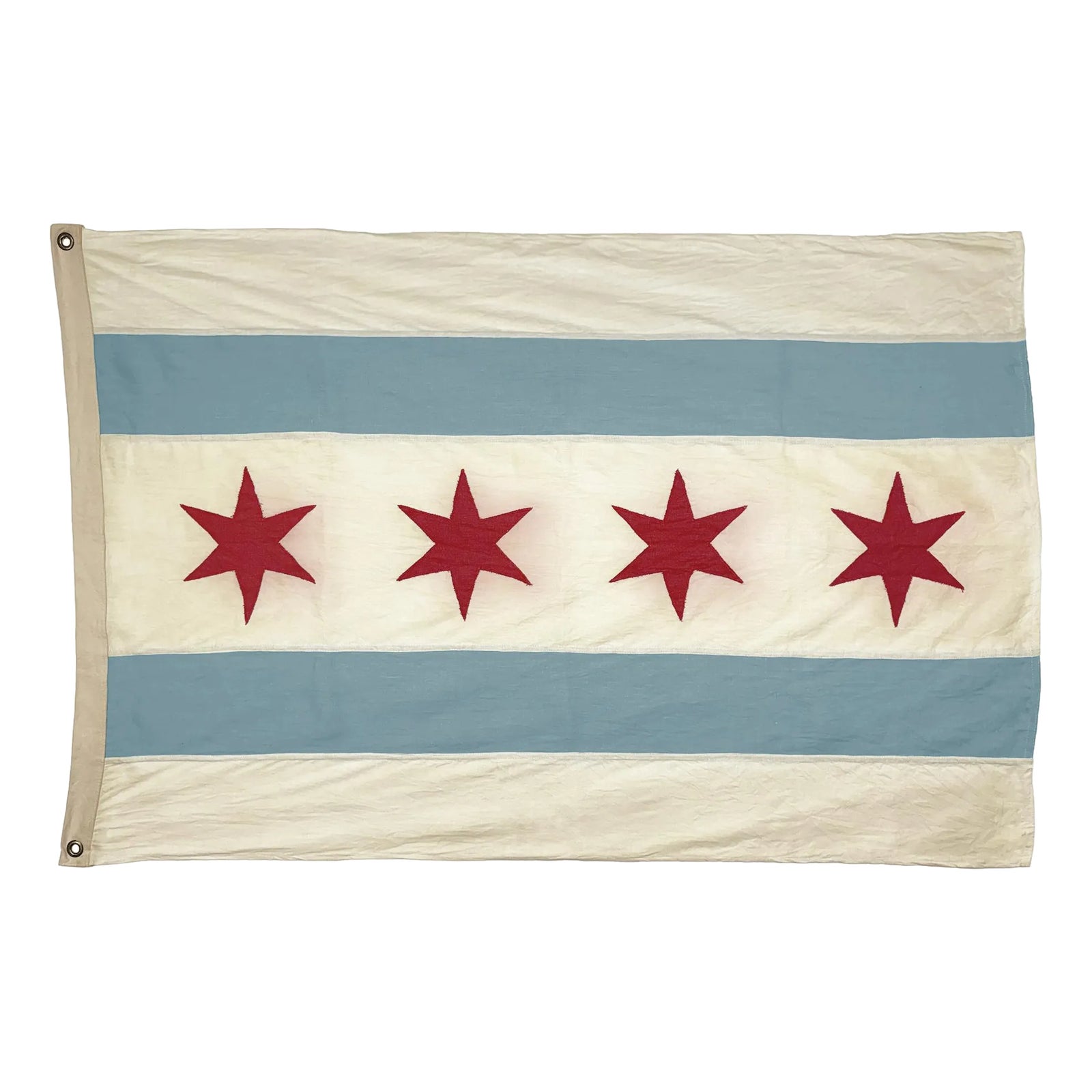 Sewn Linen Flag of Chicago, Vintage Style, New | Chairish