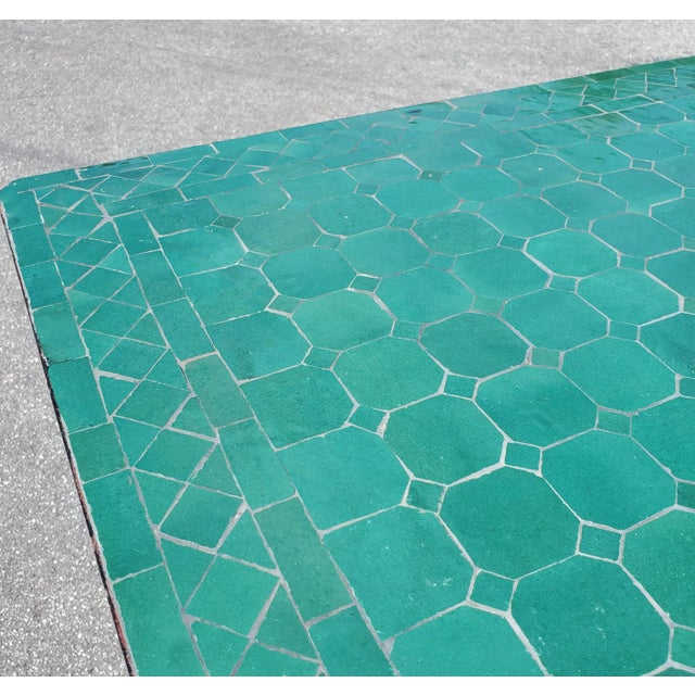 Extra Large Rectangular Hunter Green Moroccan Mosaic Table | Chairish