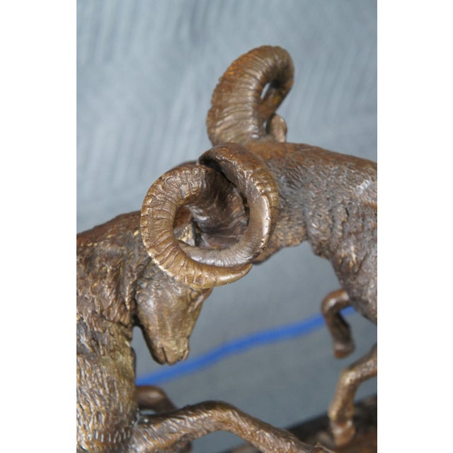 Mid 20th Century Fighting Big Horn Sheep Bronze Mountain Rams Dueling ...