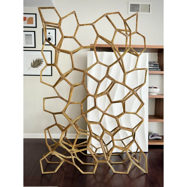 Geometric Sculptural Made Goods Efrain Honeycomb Room Divider in Aged ...