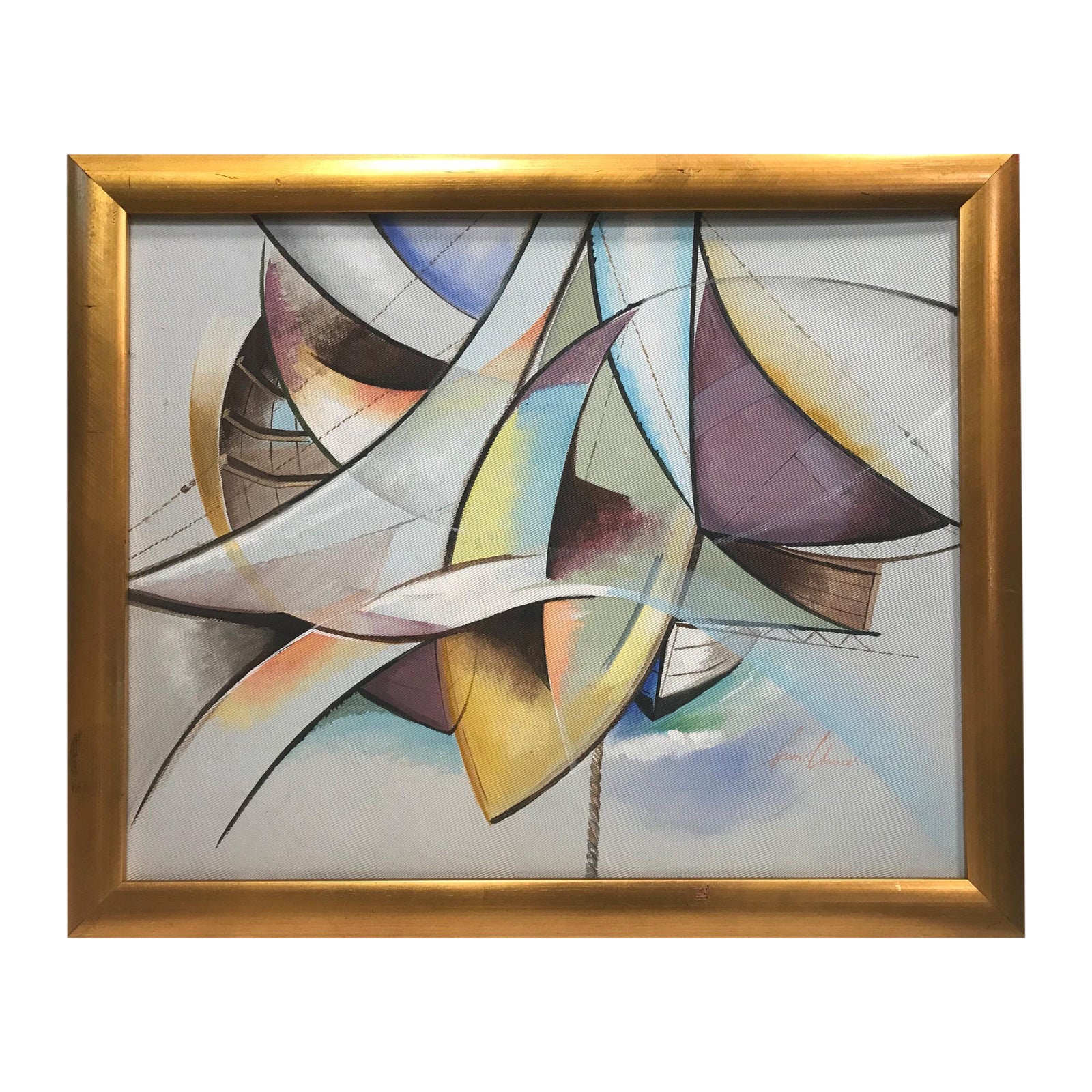Contemporary Synchromist Acrylic on Board Nautical Painting | Chairish