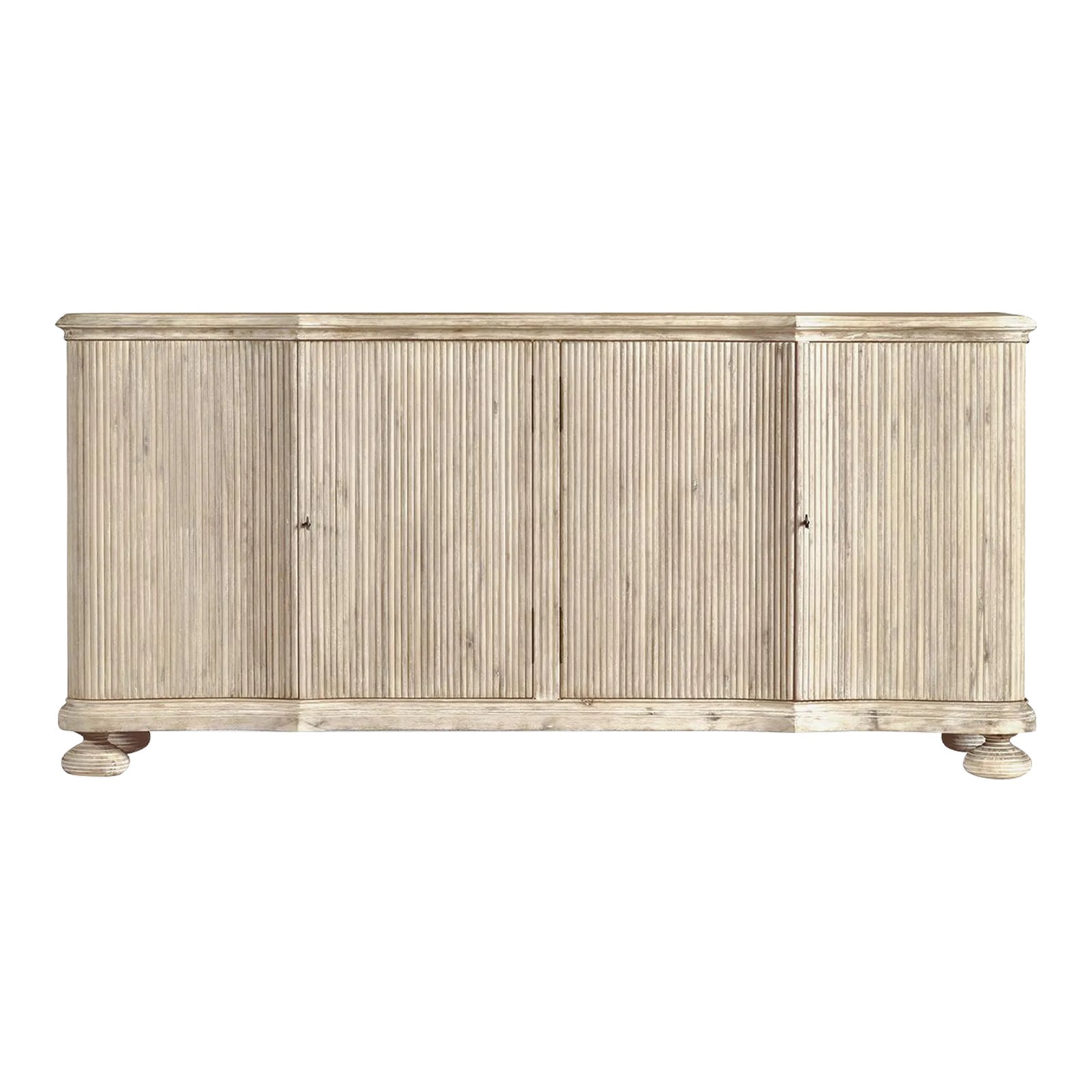 Reeded White Washed Buffet Cabinet | Chairish