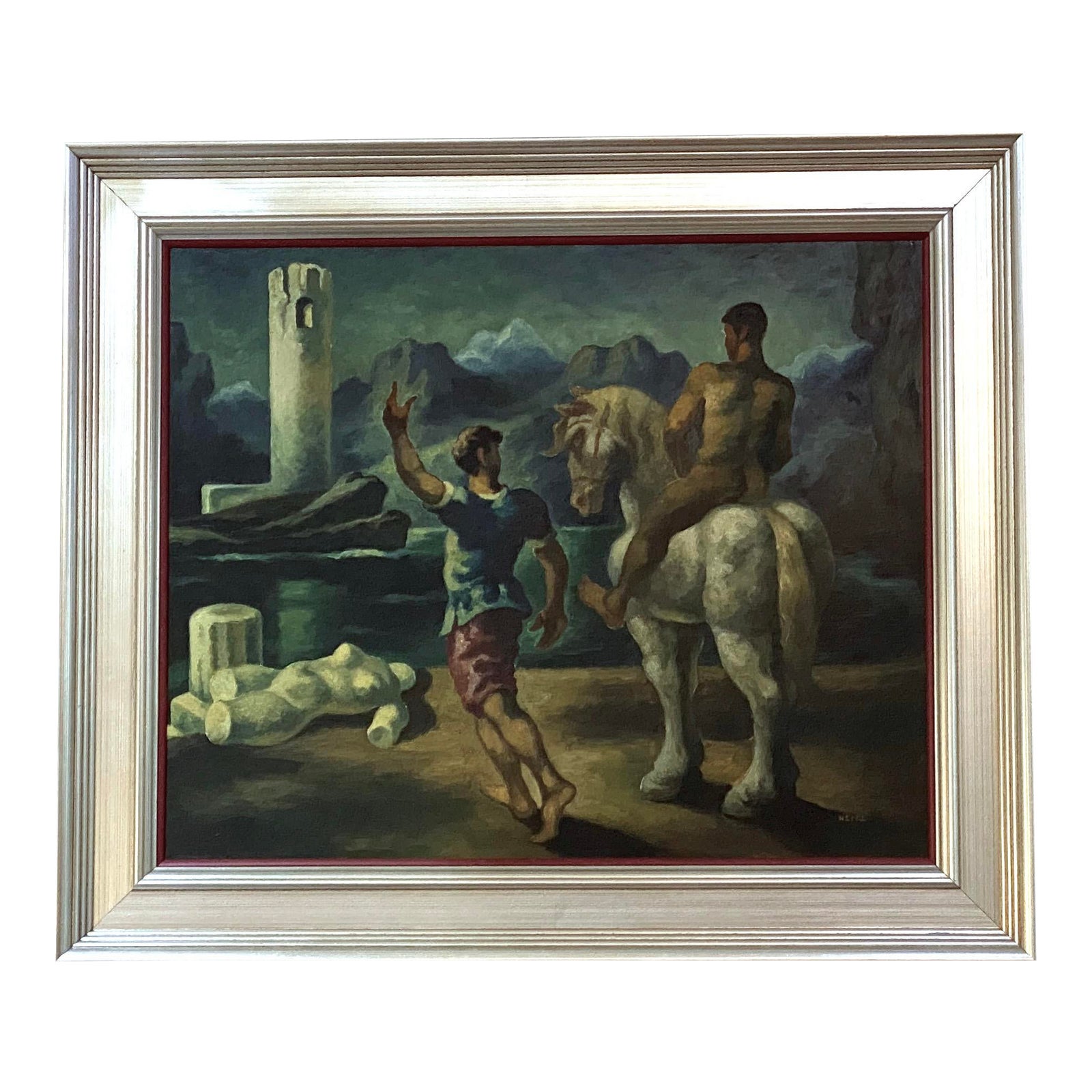 Vintage Robert Heitz Oil Painting Allegory Listed French Artist | Chairish