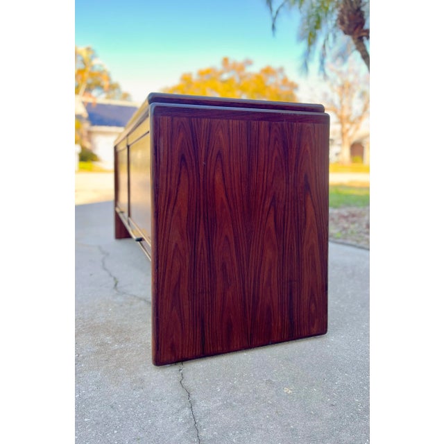 Floating Rosewood Credenza With Vertical Tambour Doors and File Drawer ...