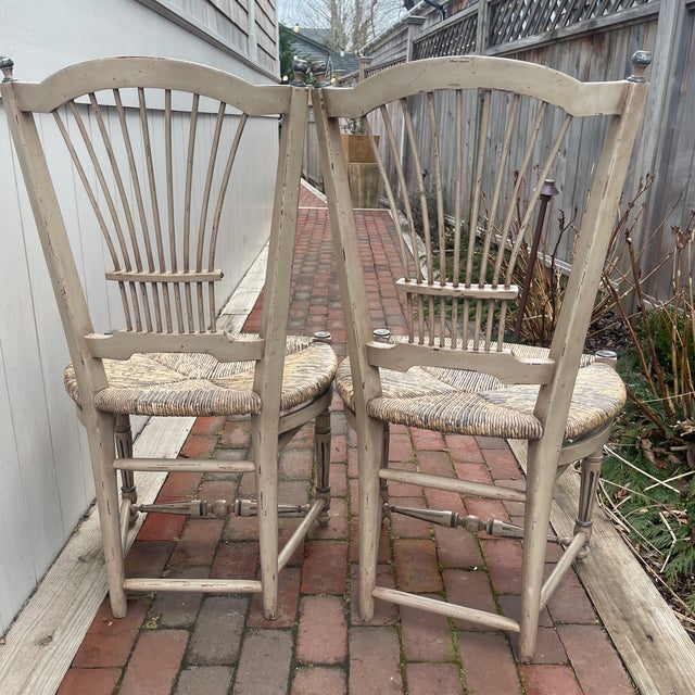 Late 20th Century French Country Hand Painted 2 Sheaf Back Dining ...