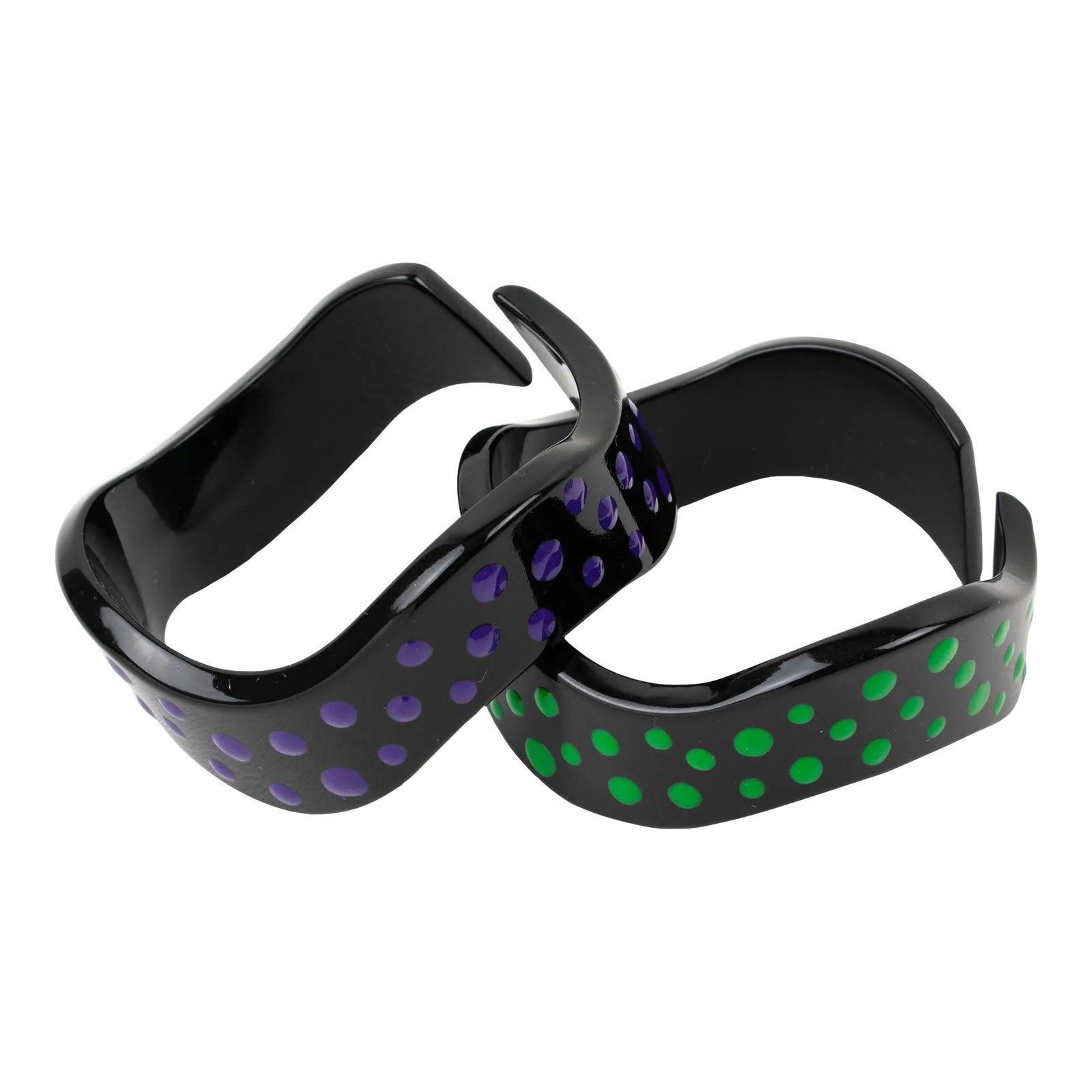 Missoni Black Lucite Resin Bracelet Bangle Purple and Green Dots, a ...