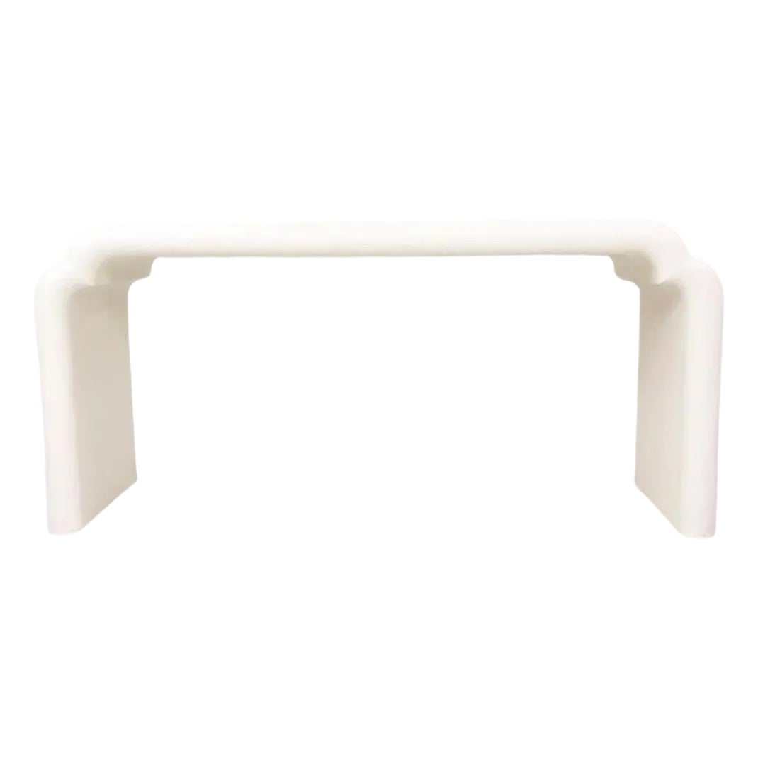 Karl Springer Style White Waterfall Console Table | Chairish