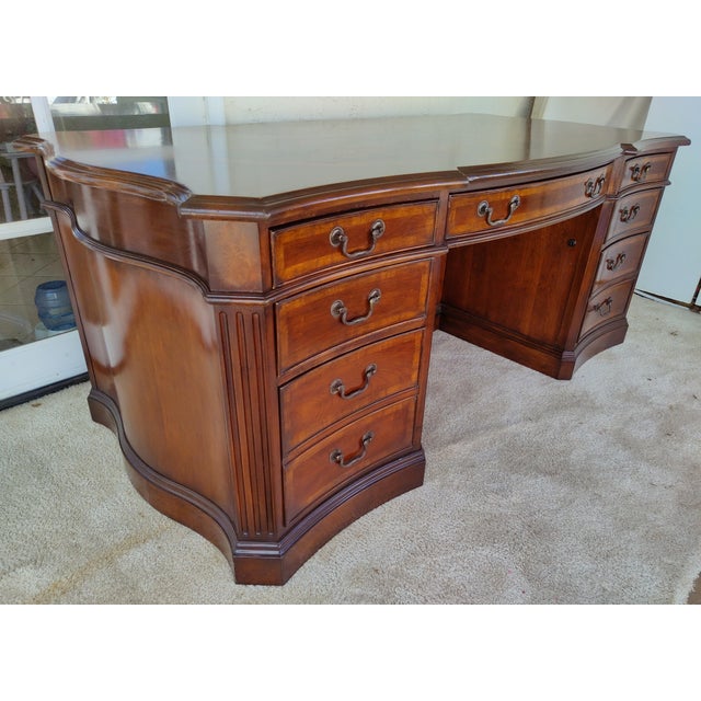 Restored Early 2000s Mahogany Veneer Executive Desk | Chairish