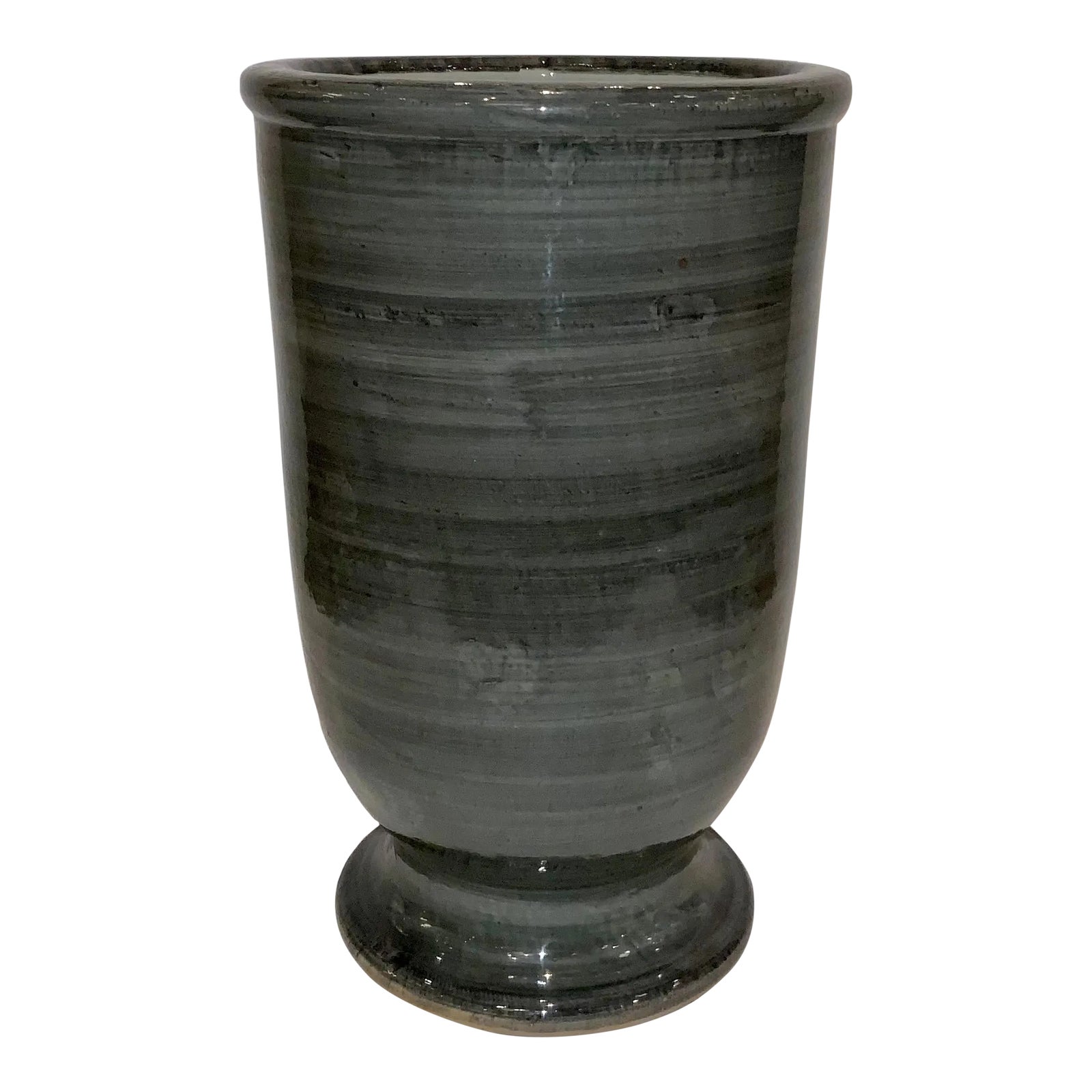 Modern Stripped Gray Glaze Porcelain Vase | Chairish