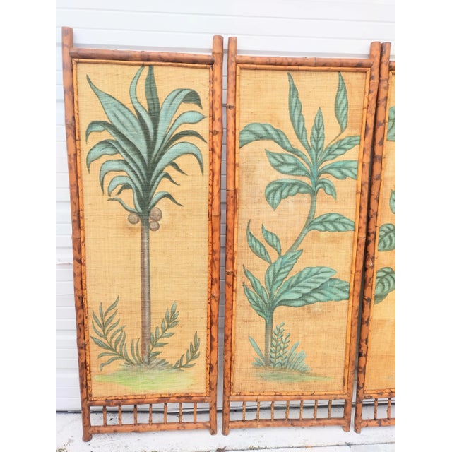Monumental Vintage Hand Painted Tropical Palm Tree Double Sided Burnt ...