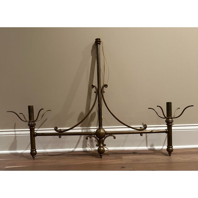 21st Century Antique Brass Linear 2-Light Chandelier | Chairish