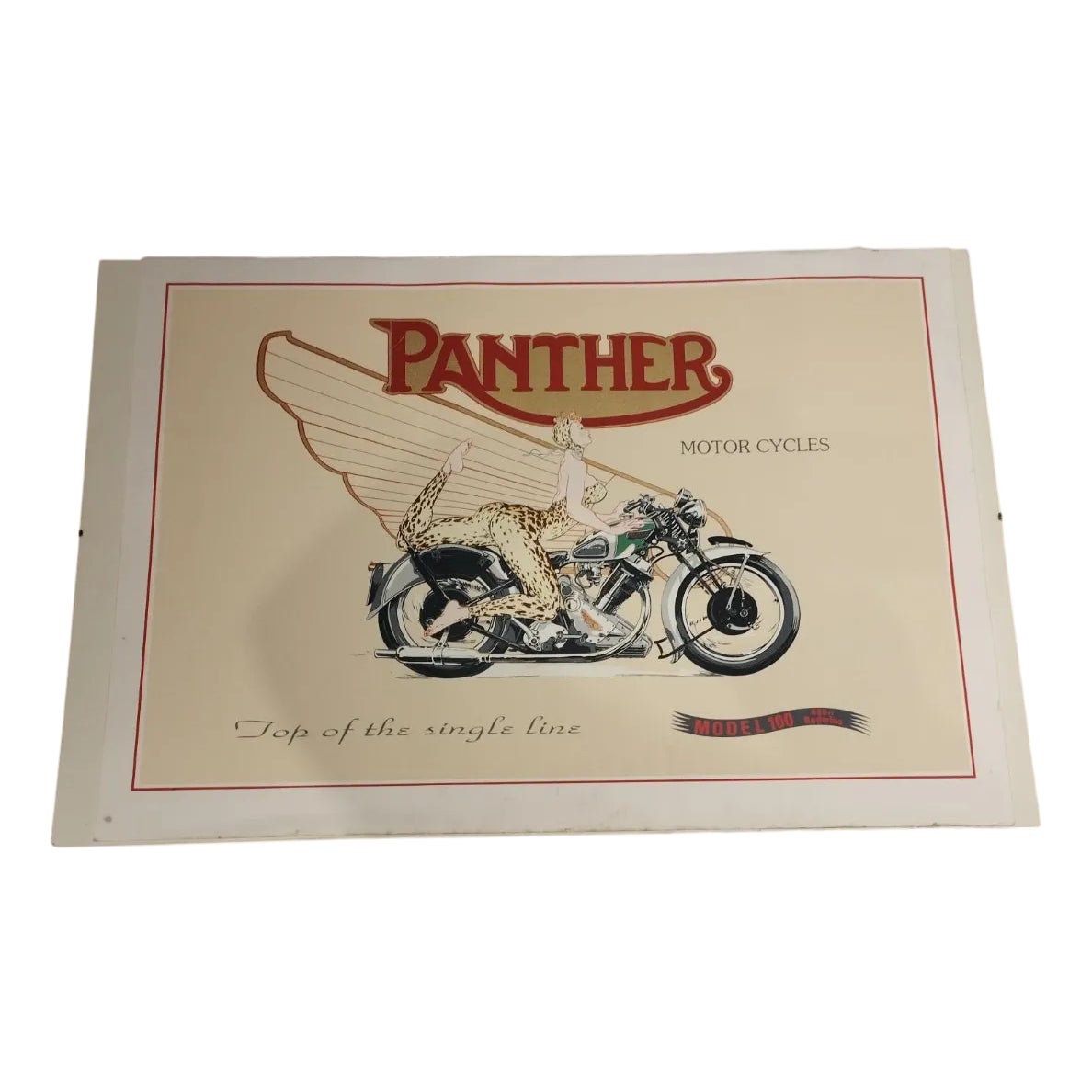Automobilia Model 100 Rewind Panther Motorcycle Poster, 1970s | Chairish