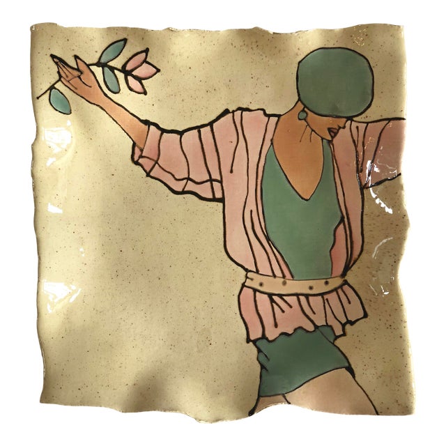 1980s Vintage Barbara Demery Ceramic Square Plate | Chairish
