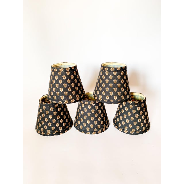 Vintage Block Print Chandelier Lamp Shades - Set of 5 | Chairish