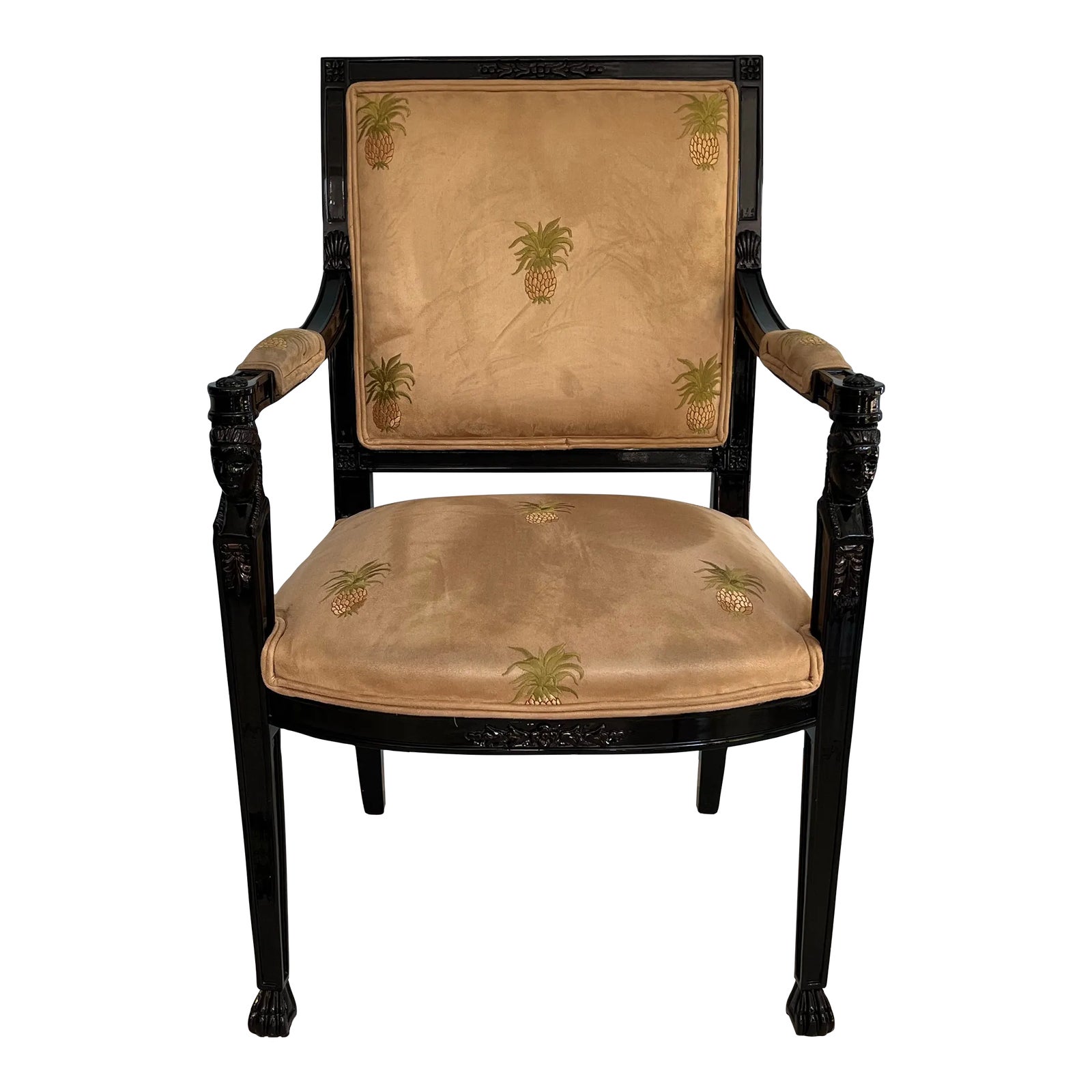 Italian Neoclassical Style Parlor Armchair-Figural Carving Legs-Paw ...