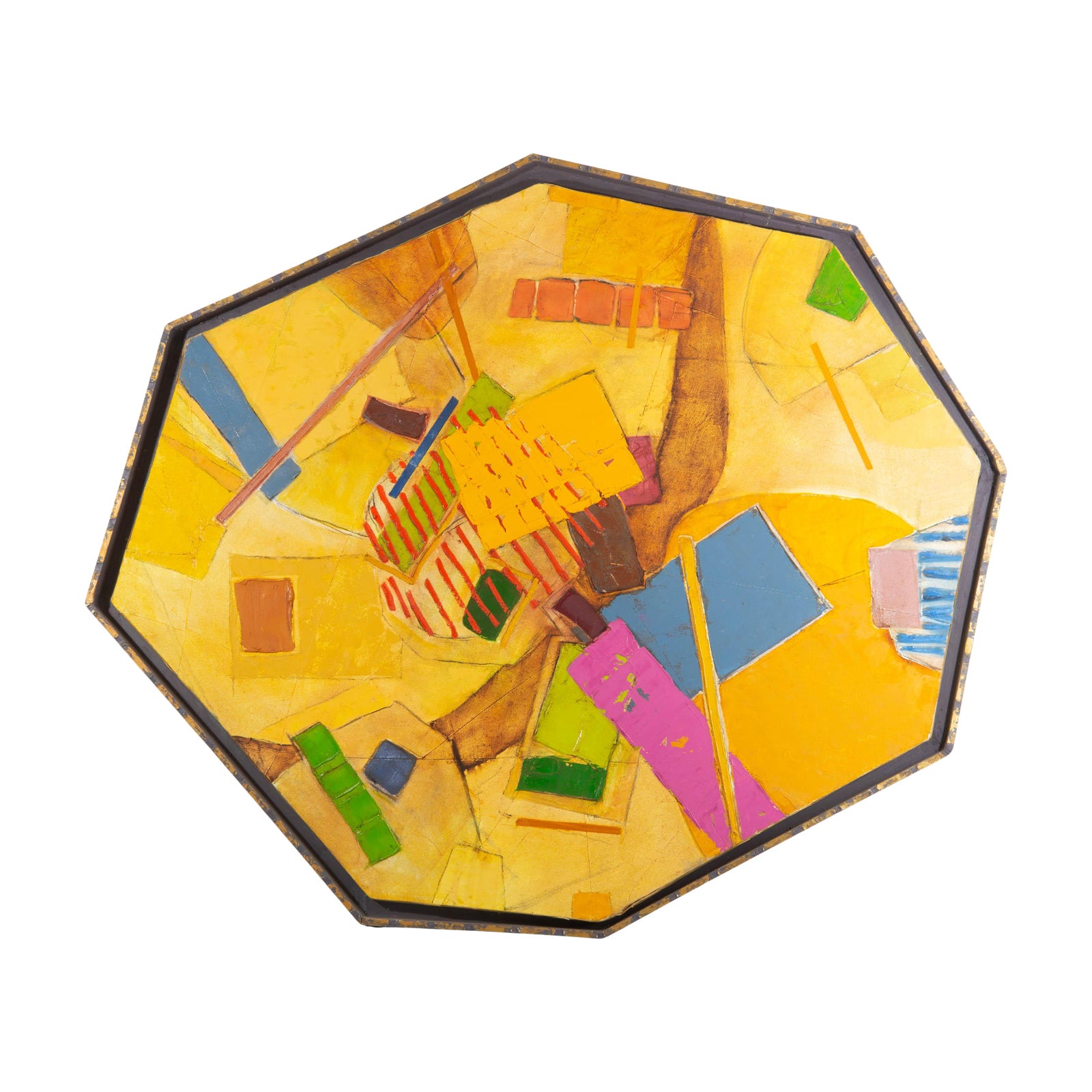 Walter Sorge “Yellow - Pink” Oil on Canvas Abstract Painting | Chairish